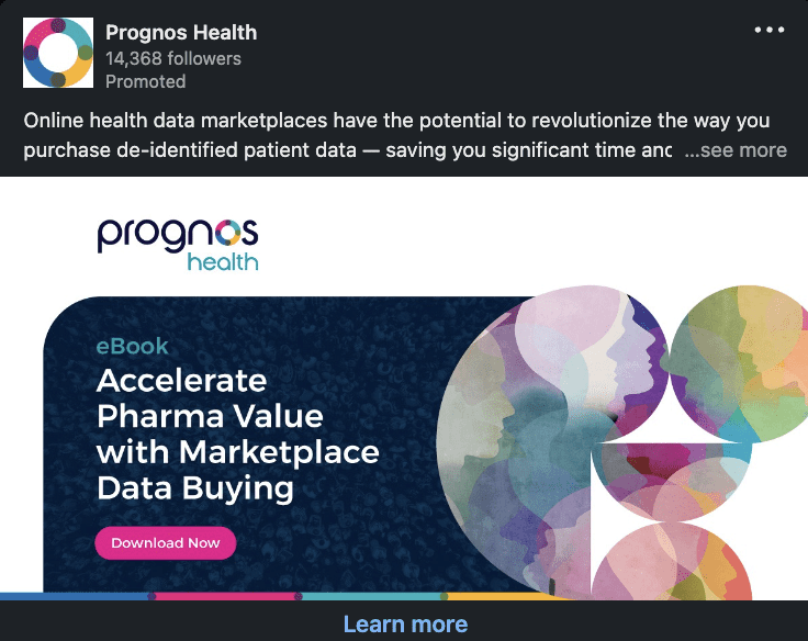 Prognos paid ad campaign for pharma real-world data platform | Clarity ...